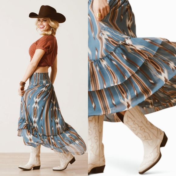 Ariat | Skirts | Ariat Jacobo Chimayo Southwestern Aztec Print Ruffled ...